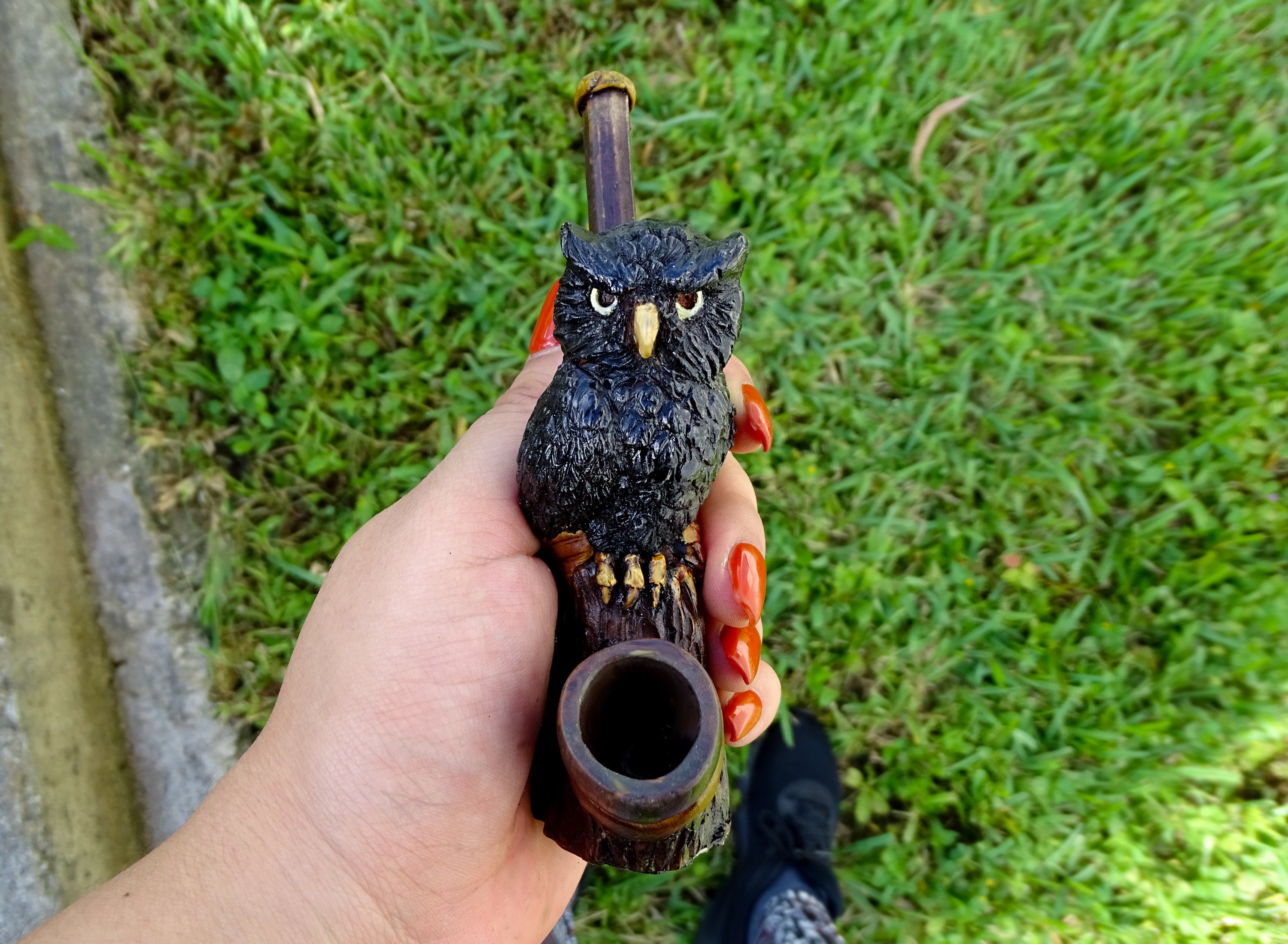 Black Owl Tobacco Smoking Pipe Handmade Spirit Animal - Etsy