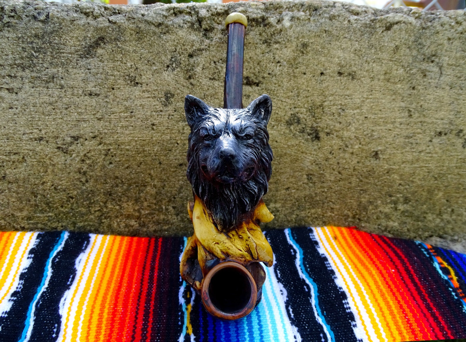 Wolf Head Tobacco Smoking Pipe Handmade Spirit Animal Gray | Etsy