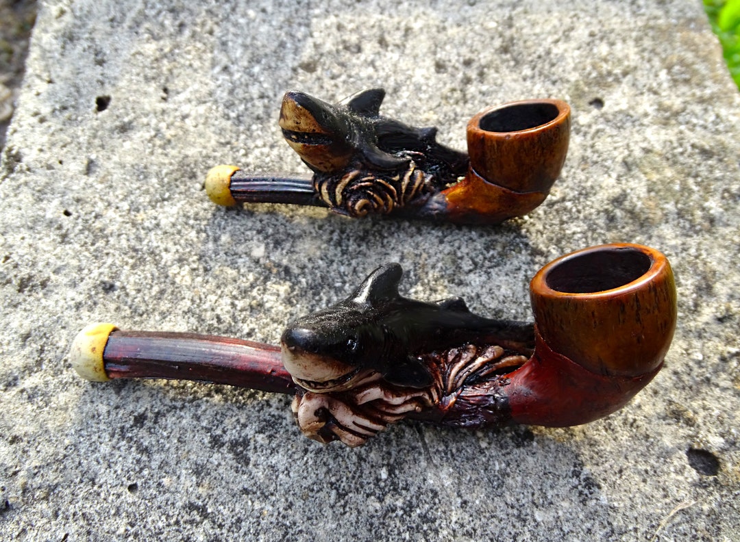 Shark Tobacco Smoking Hand Pipe Handmade Sea Animal Natural Bowl Ocean ...