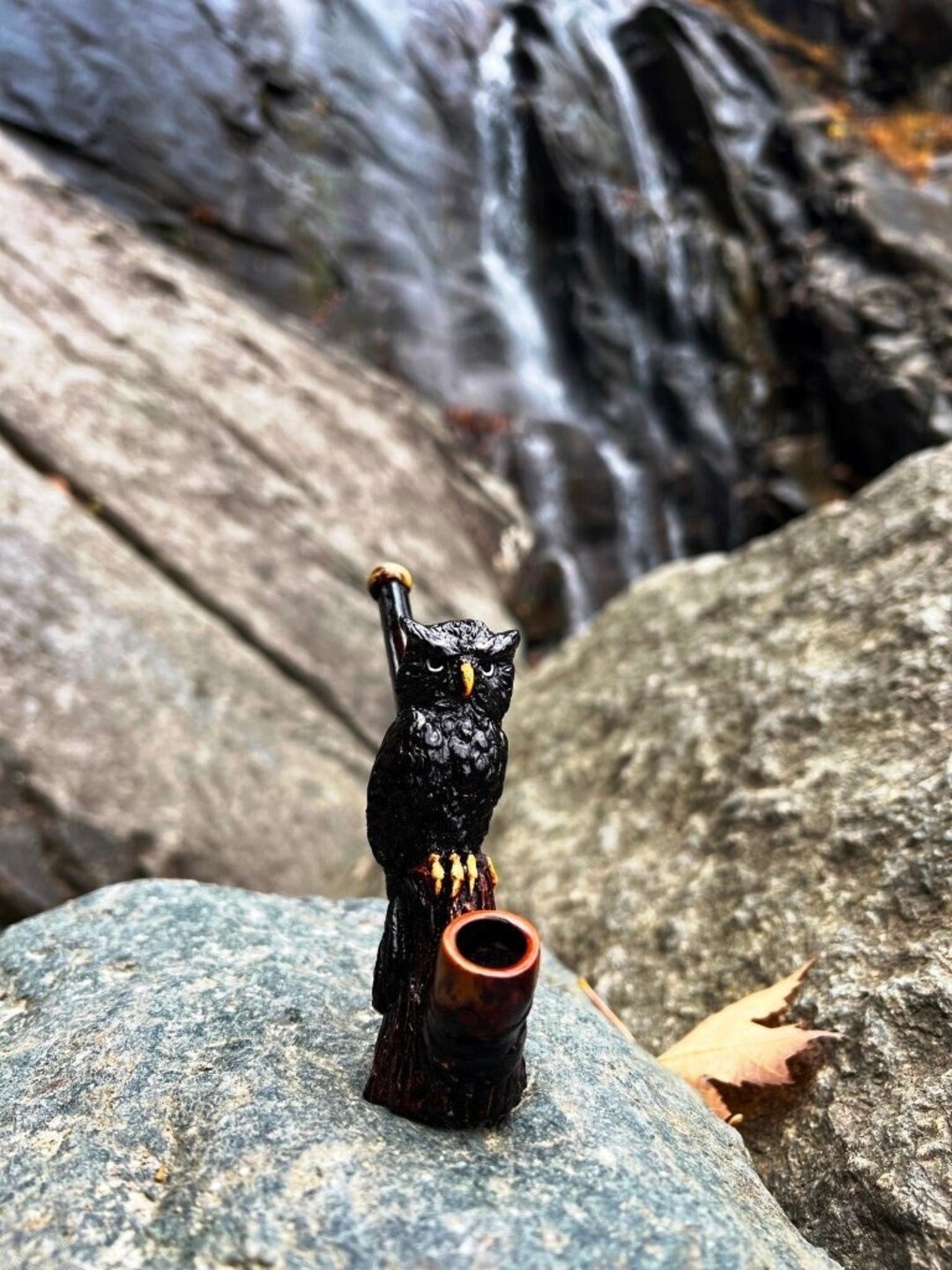 Black Owl Tobacco Smoking Pipe Handmade Spirit Animal Wildlife Art ...