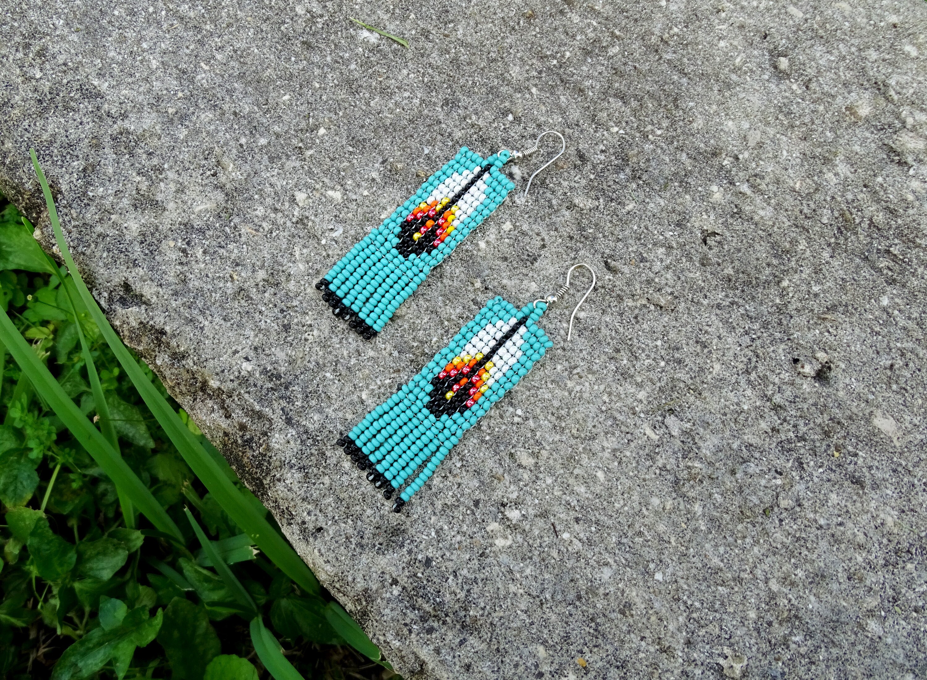 Tribal Seed Bead Feather Pattern Fringe Dangle Fashion | Etsy