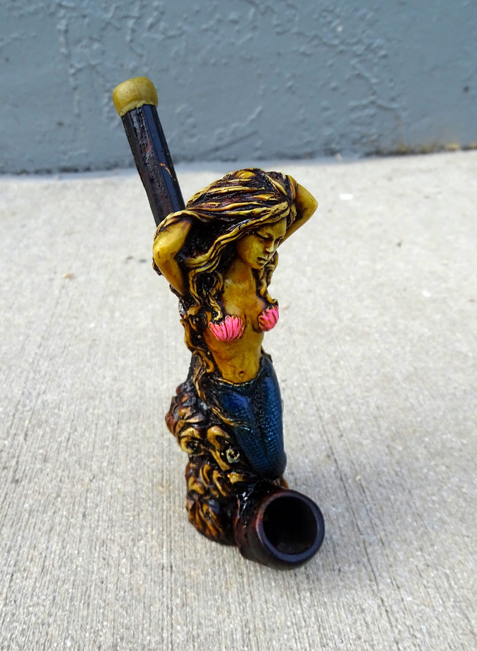 Mermaid Tobacco Smoking Pipe Handmade Sea Siren Natural Bowl - Etsy