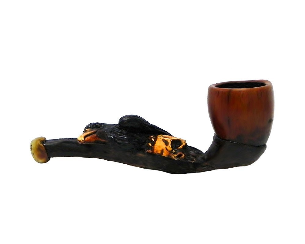 Raven on Skull Tobacco Smoking Hand Pipe Handmade Gothic - Etsy