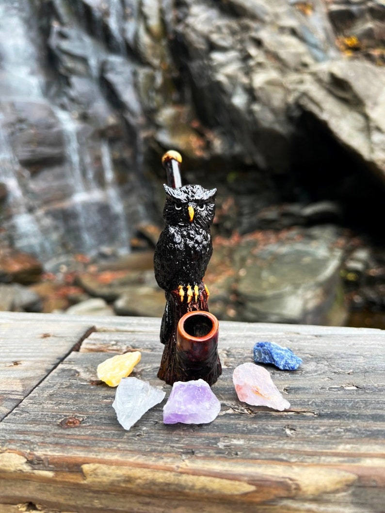 Black Owl Tobacco Smoking Pipe Handmade Spirit Animal - Etsy