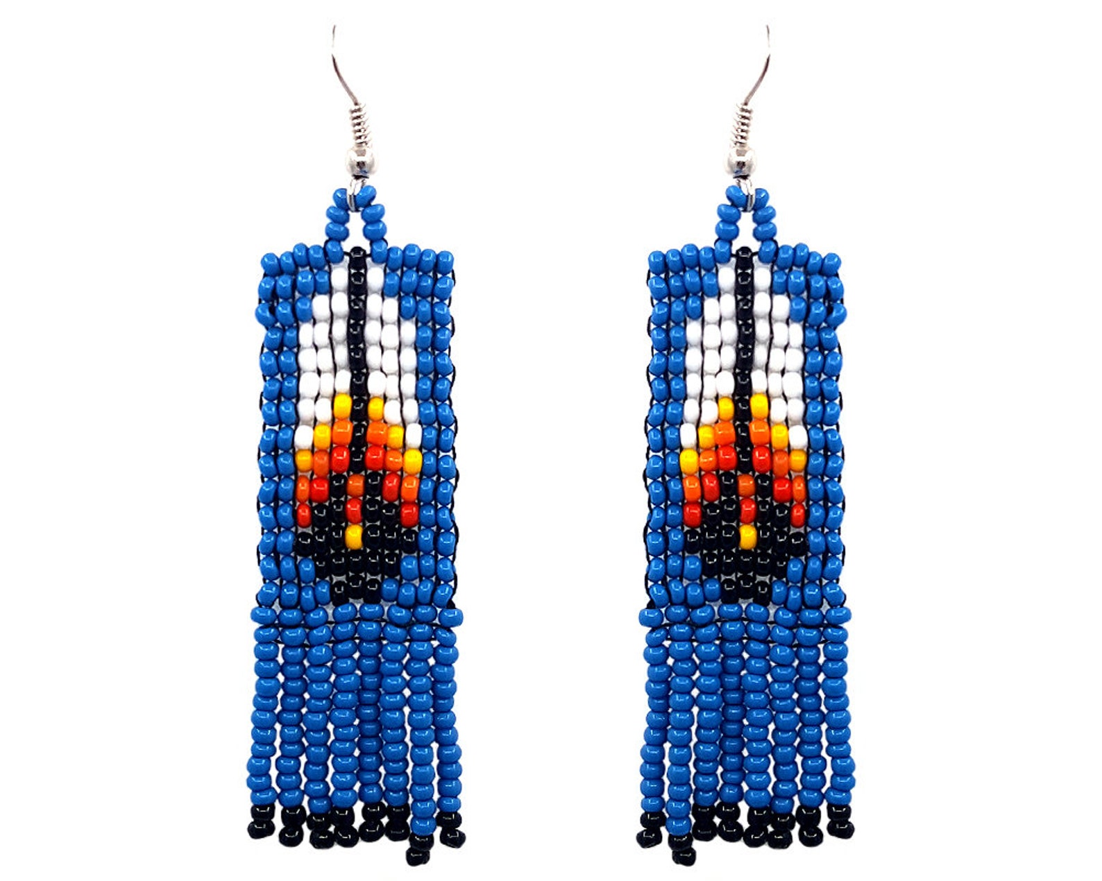 Tribal Seed Bead Feather Pattern Fringe Dangle Fashion | Etsy