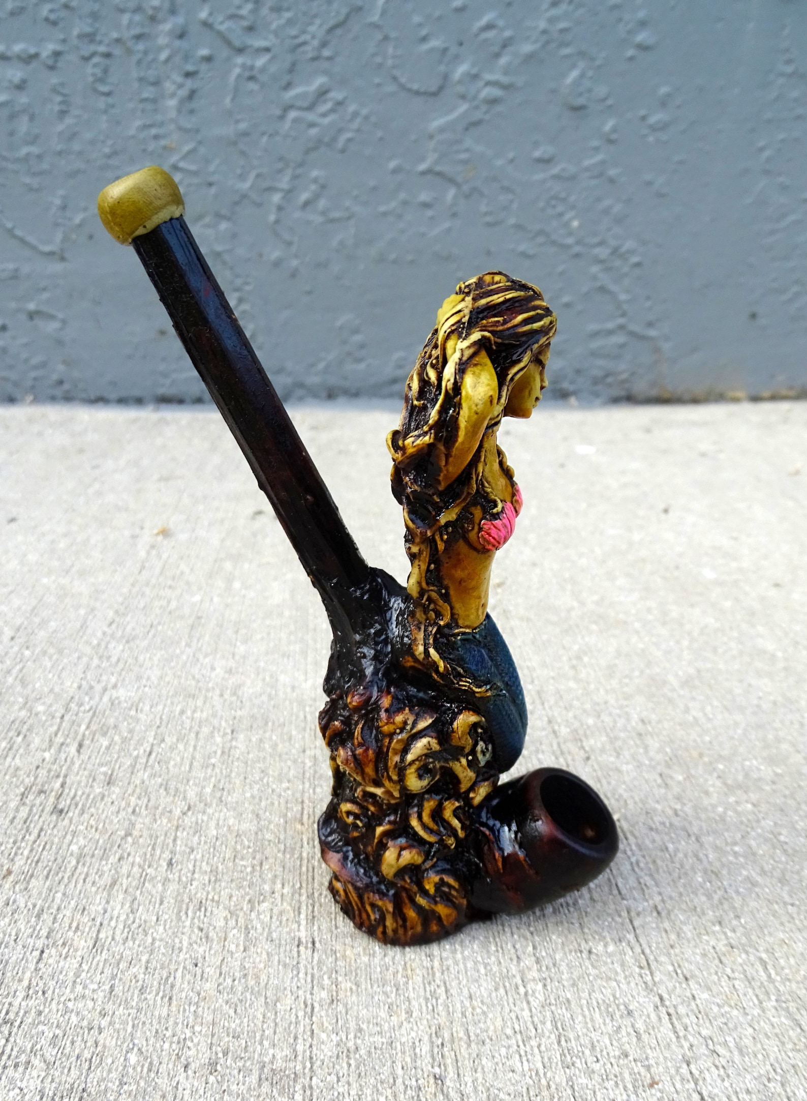 Mermaid Tobacco Smoking Pipe Handmade Sea Siren Natural Bowl - Etsy