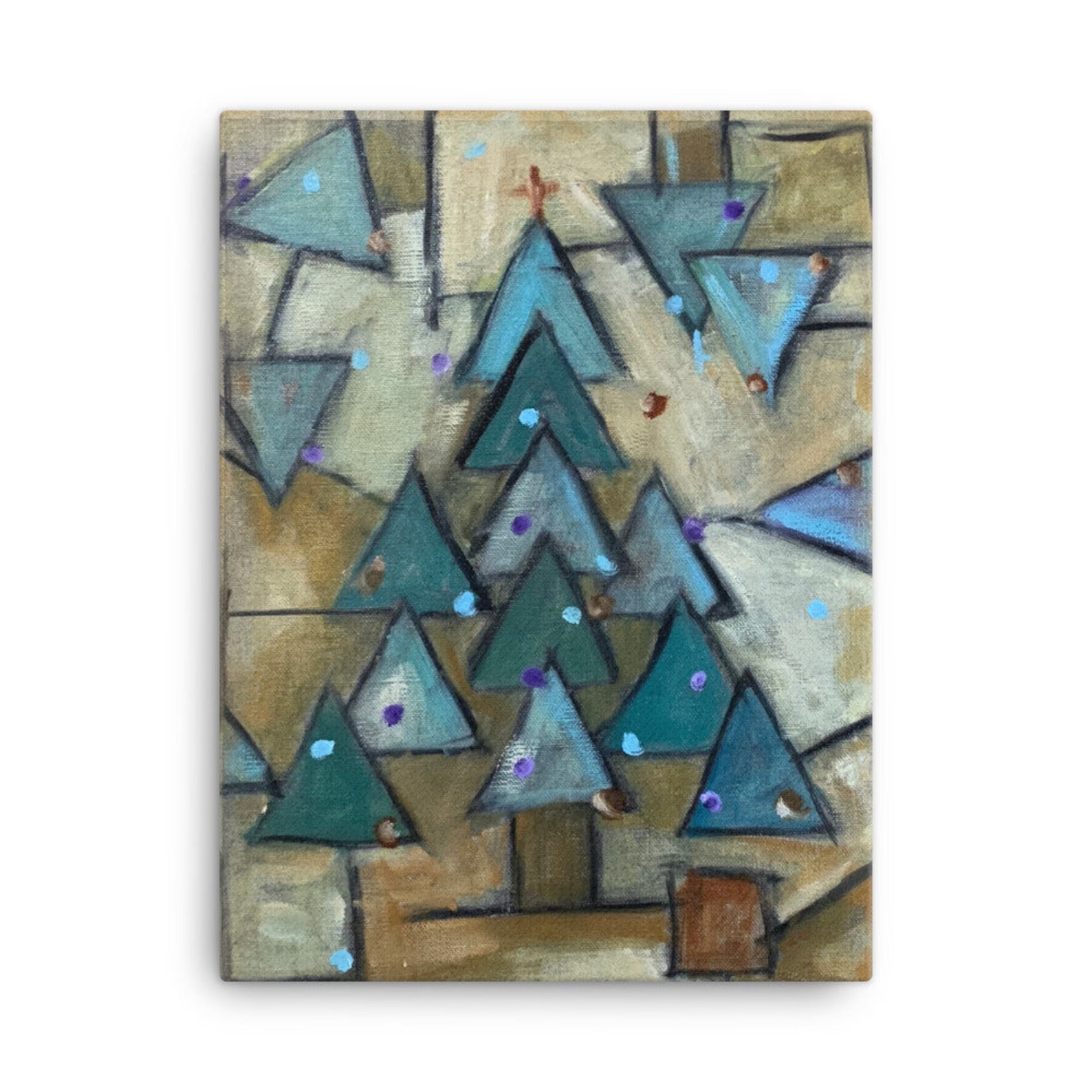 Christmas Tree A Cubism Style Painting Canvas Print Giclee in the Style ...
