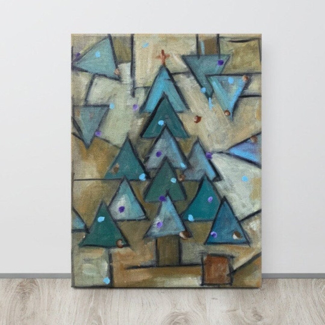 Christmas Tree A Cubism Style Painting Canvas Print Giclee in the Style ...