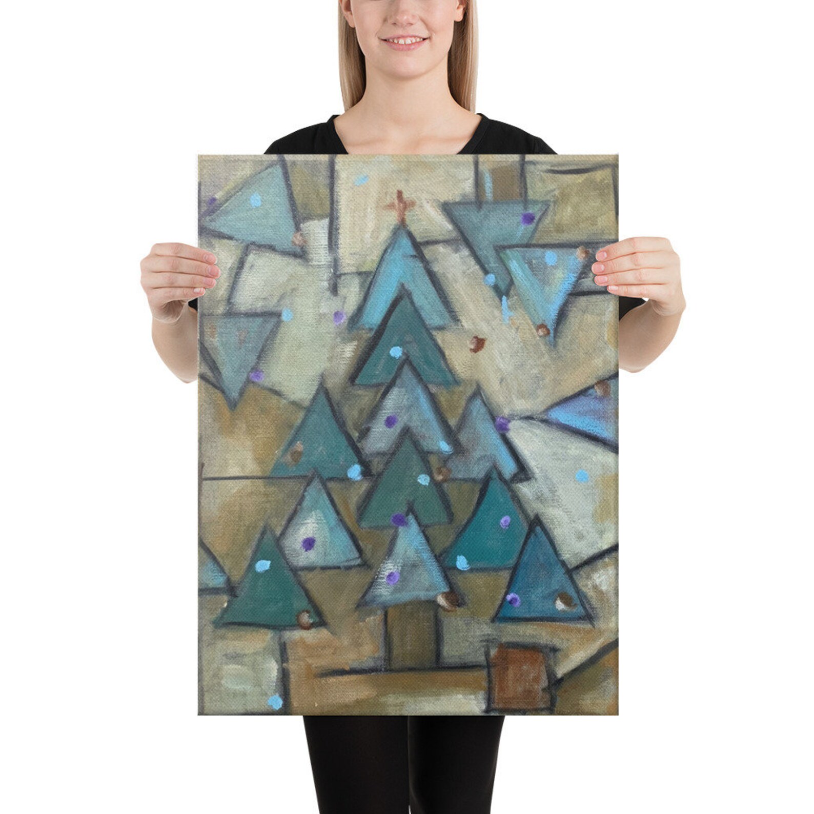 Christmas Tree A Cubism Style Painting Canvas Print Giclee in the Style ...