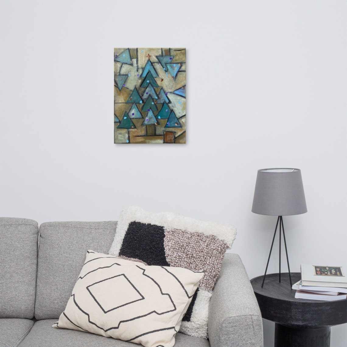 Christmas Tree A Cubism Style Painting Canvas Print Giclee in the Style ...