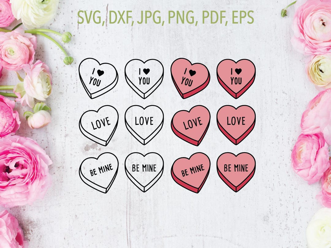 Valentine's Hearts Clipart SVG Files | Includes 6 Hearts With Outline ...