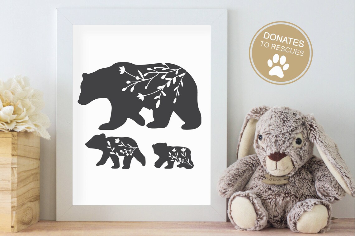 Floral Mama Bear and Baby Bears SVG Cut File Mama Bear Svg | Etsy