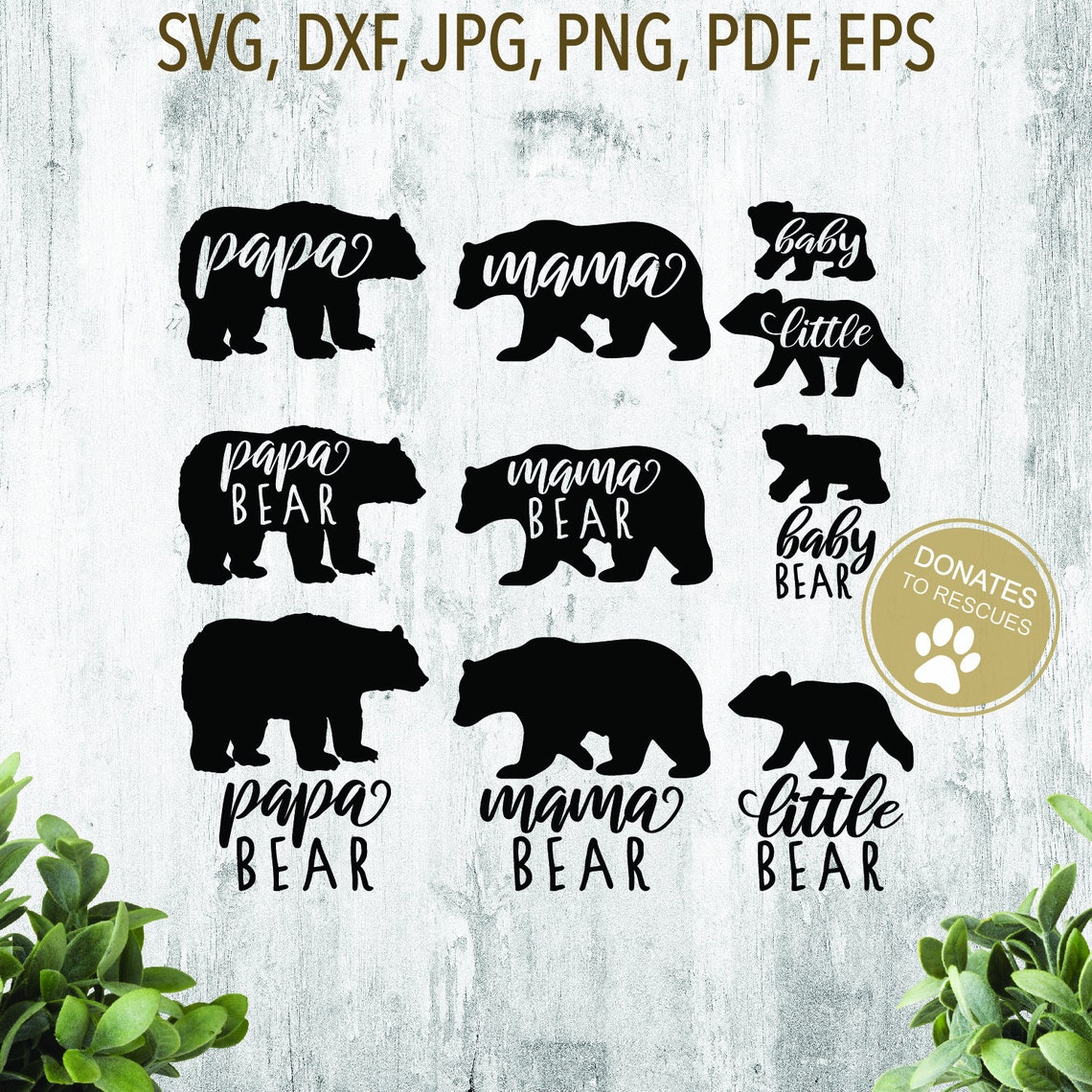 Bear Family SVG Designs | Dxf | Papa Bear Svg | Mama Bear Svg | Baby ...