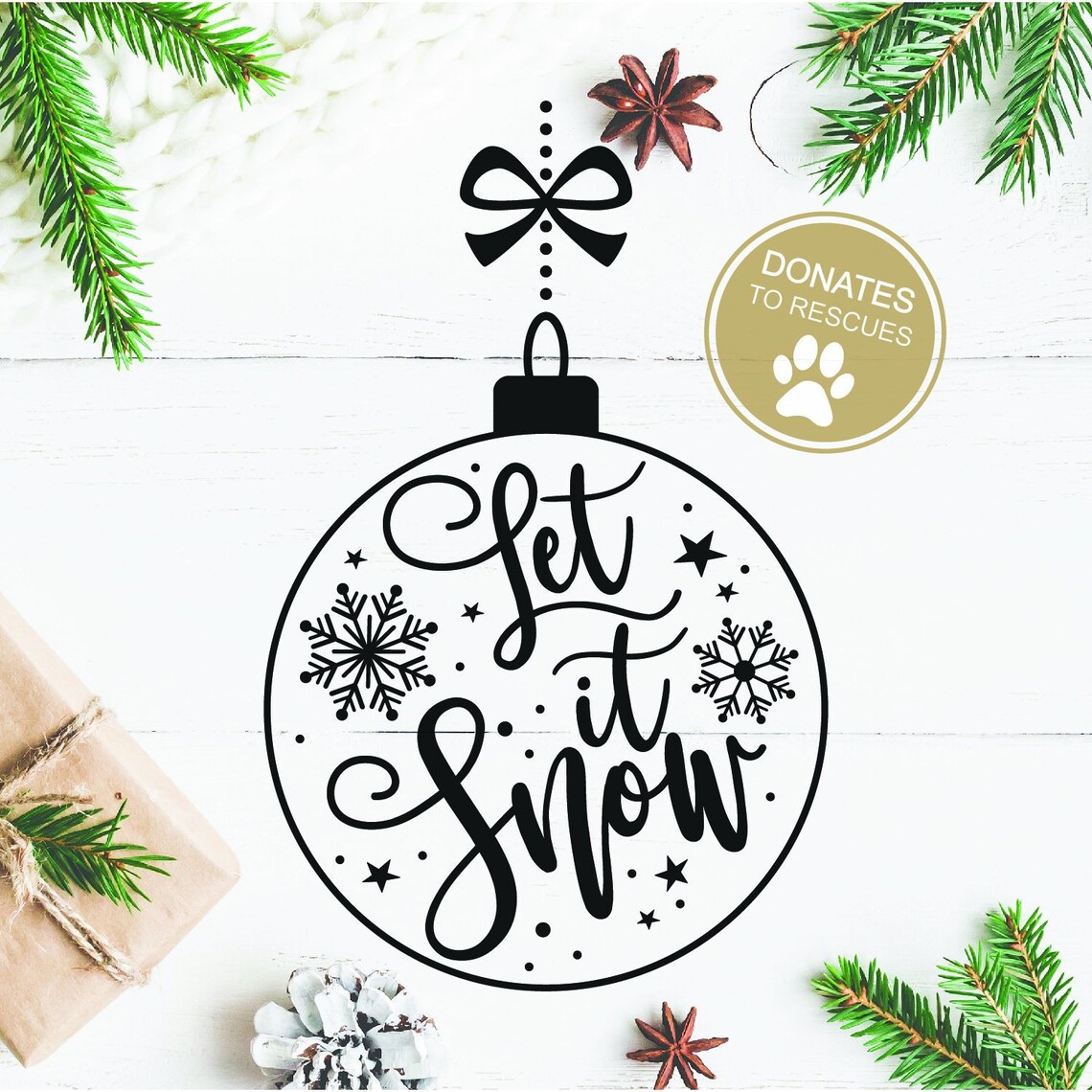 Let It Snow Christmas Ornament SVG DXF Digital Download - Etsy