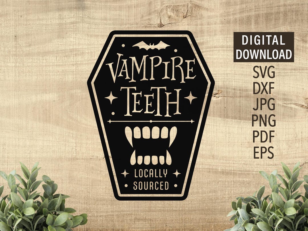 Vampire Teeth Halloween Label SVG | Funny Halloween Svg | Cricut ...
