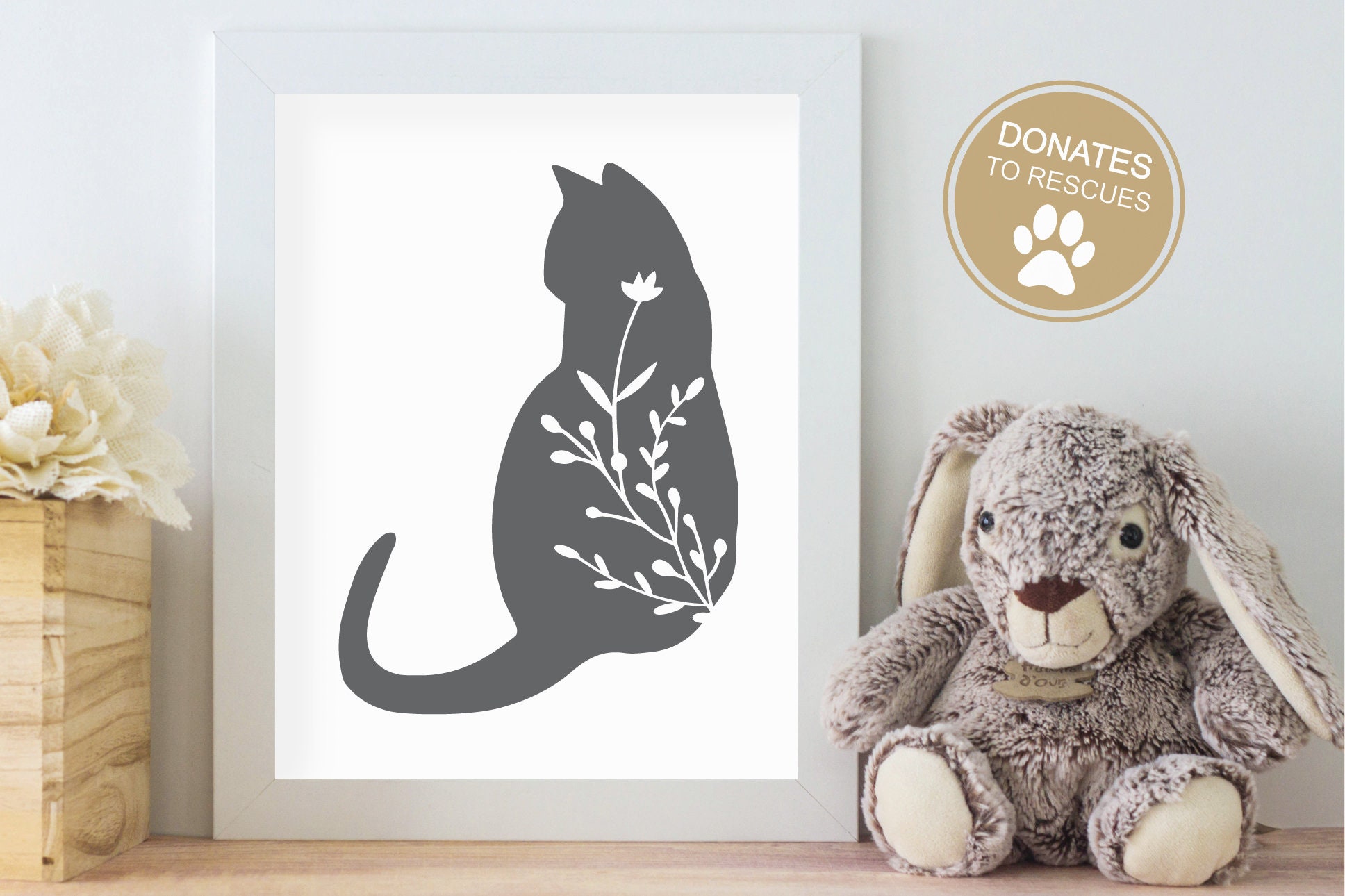Floral Cat Silhouette SVG | Cat Svg | Floral Cat SVG | Cat Cut File ...
