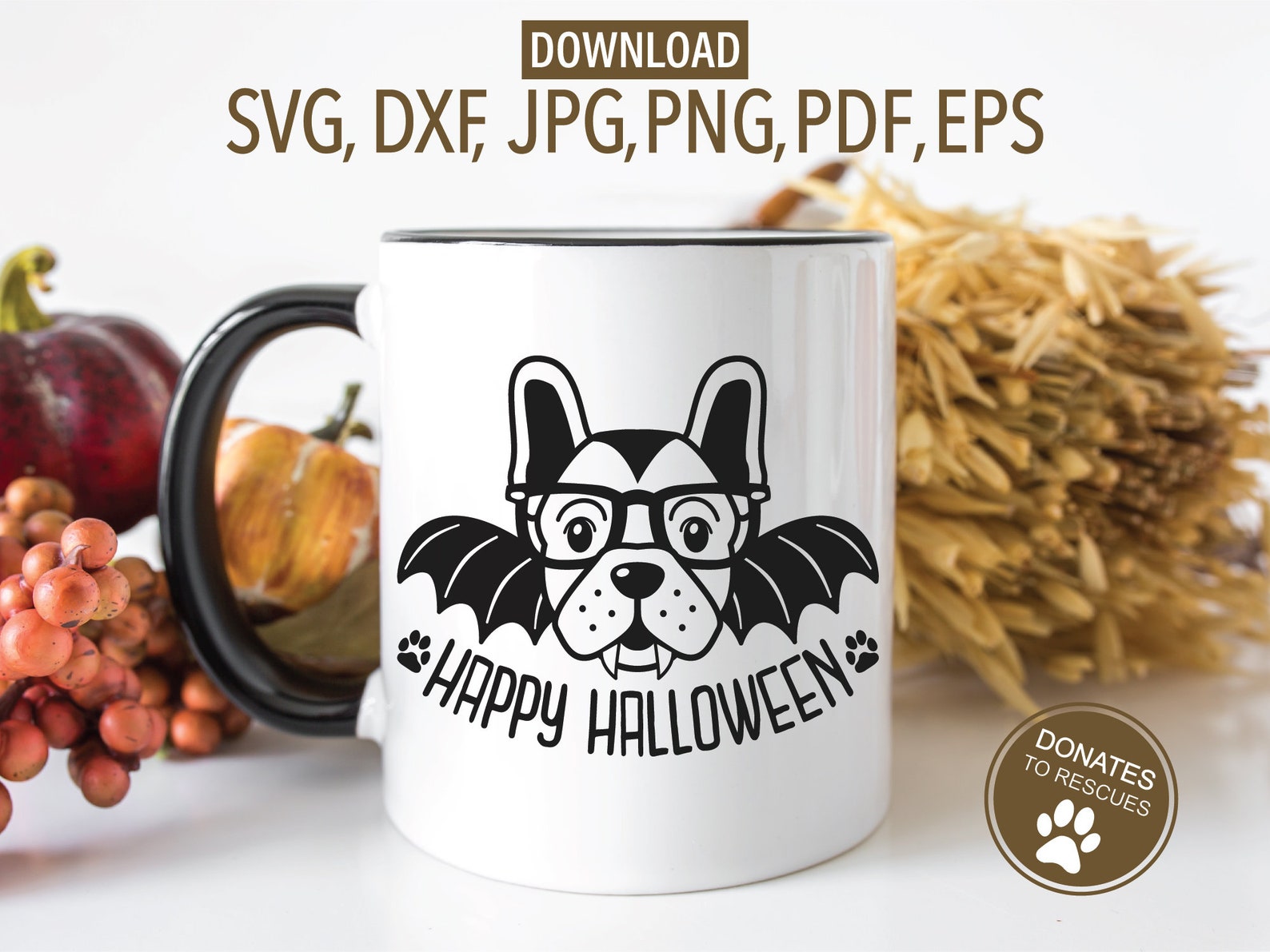 Happy Halloween Frenchie Bat SVG | Cute Halloween Svg | Frenchie Svg ...