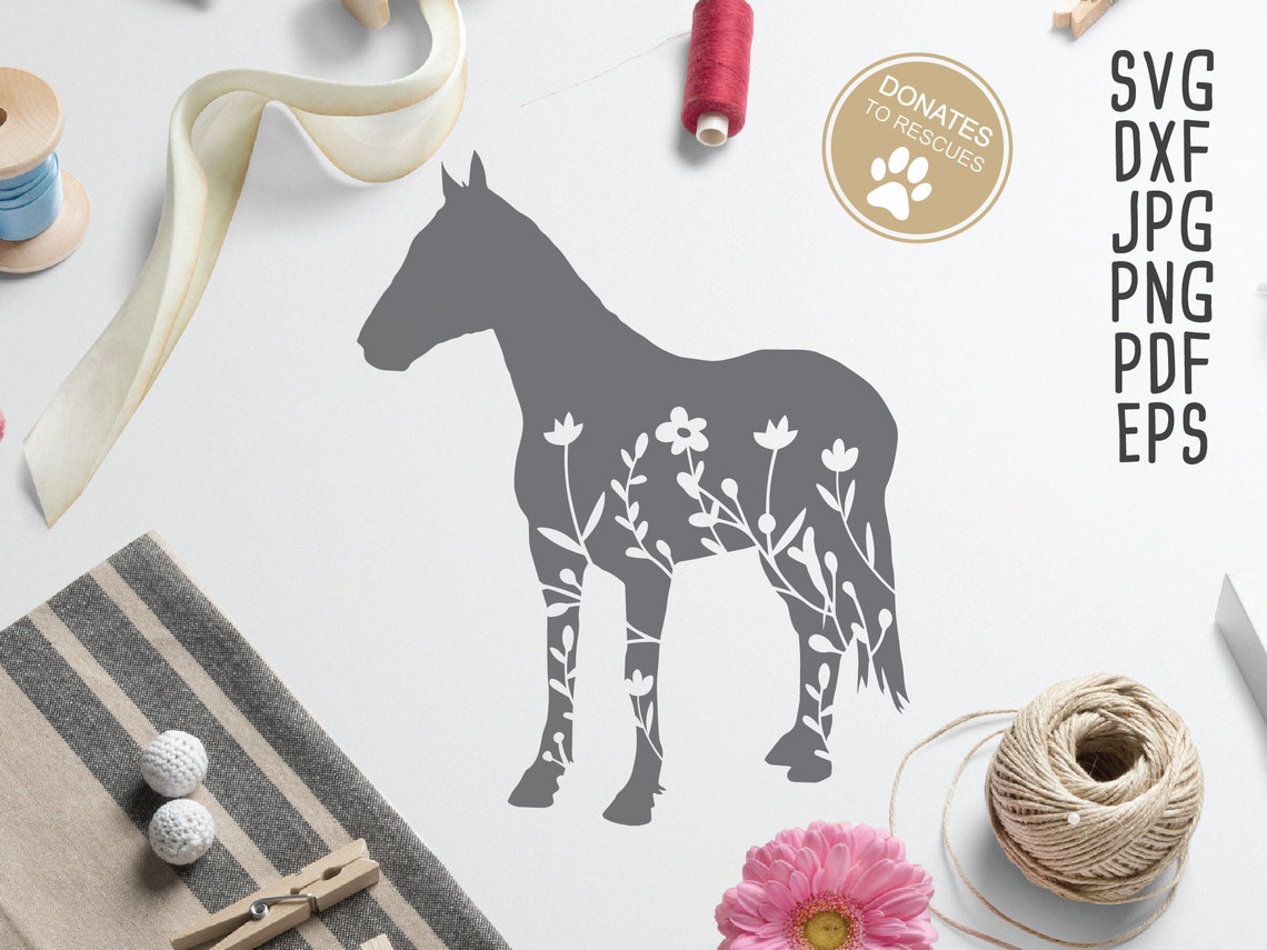 Floral Horse Silhouette SVG Horse svg Floral Horse SVG | Etsy