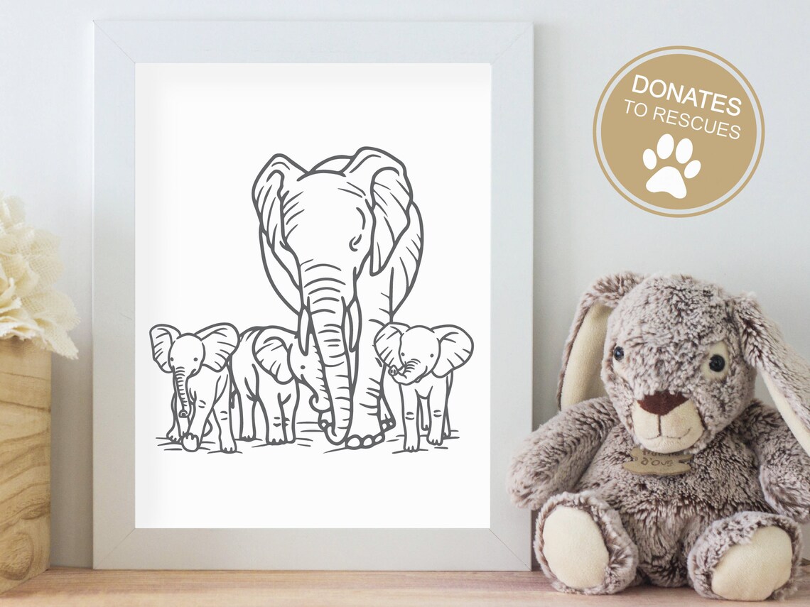 Mama and Three Baby Elephants Clipart SVG | Cricut, Silhouette + More ...