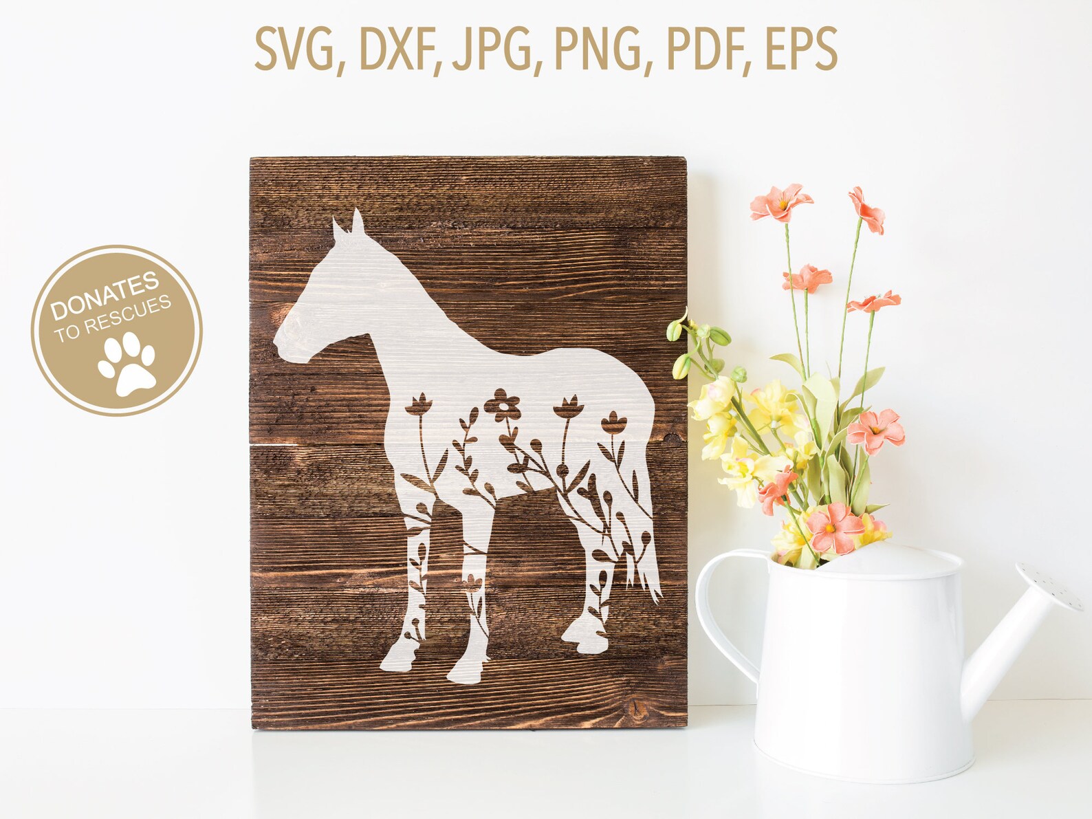 Floral Horse Silhouette SVG Horse svg Floral Horse SVG | Etsy