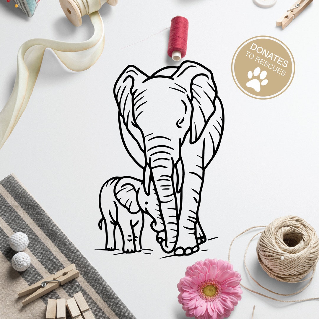 Mama and Baby Elephant Clipart SVG | Cricut, Silhouette + More ...