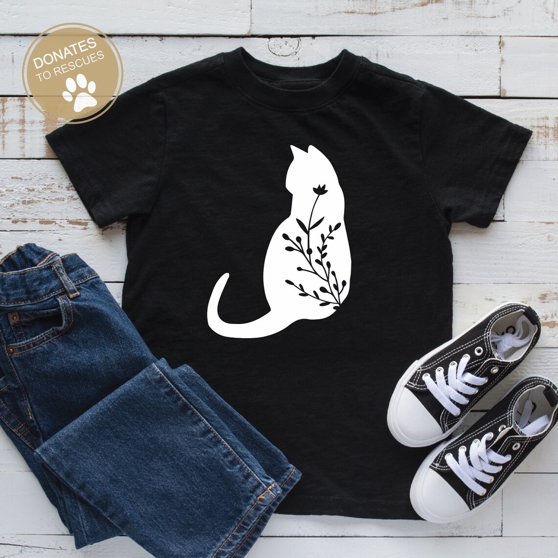 Floral Cat Silhouette SVG Cat svg Floral Cat SVG Cat cut | Etsy