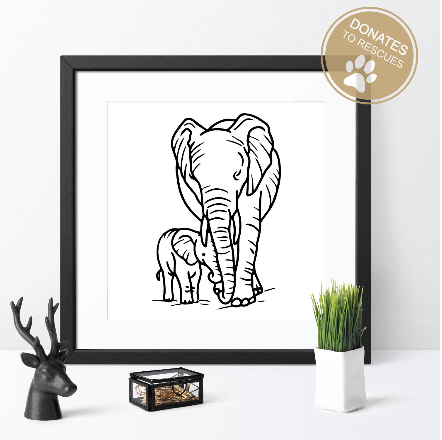 Mama and Baby Elephant Clipart SVG Cricut Silhouette More - Etsy