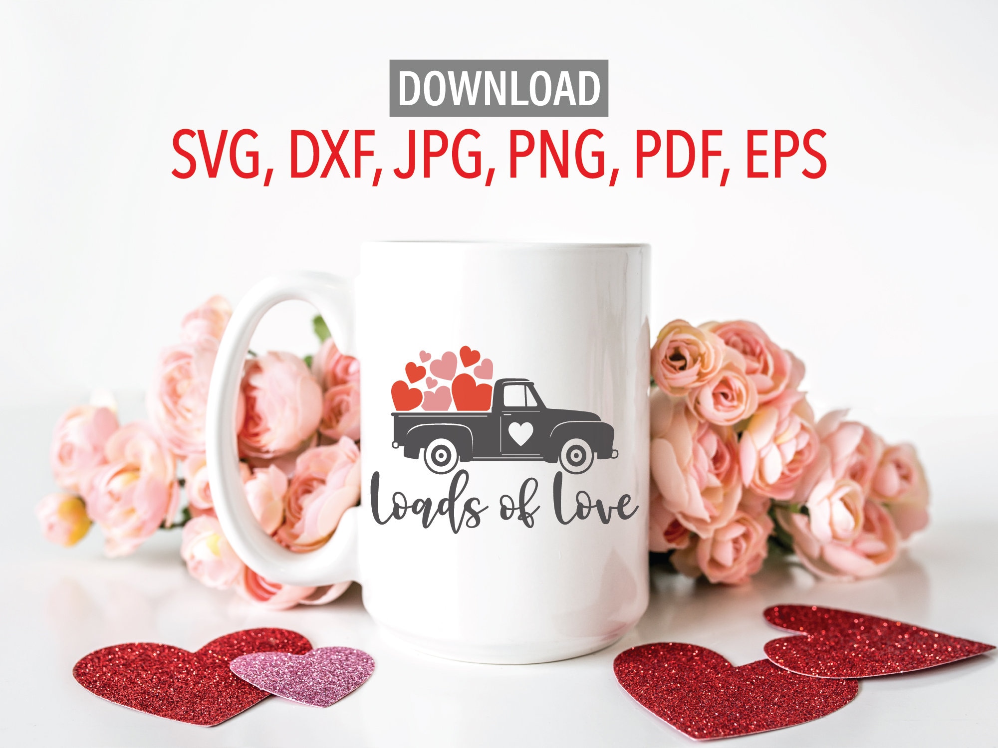 Loads of Love Svg Valentines Vintage Truck Svg Cricut - Etsy