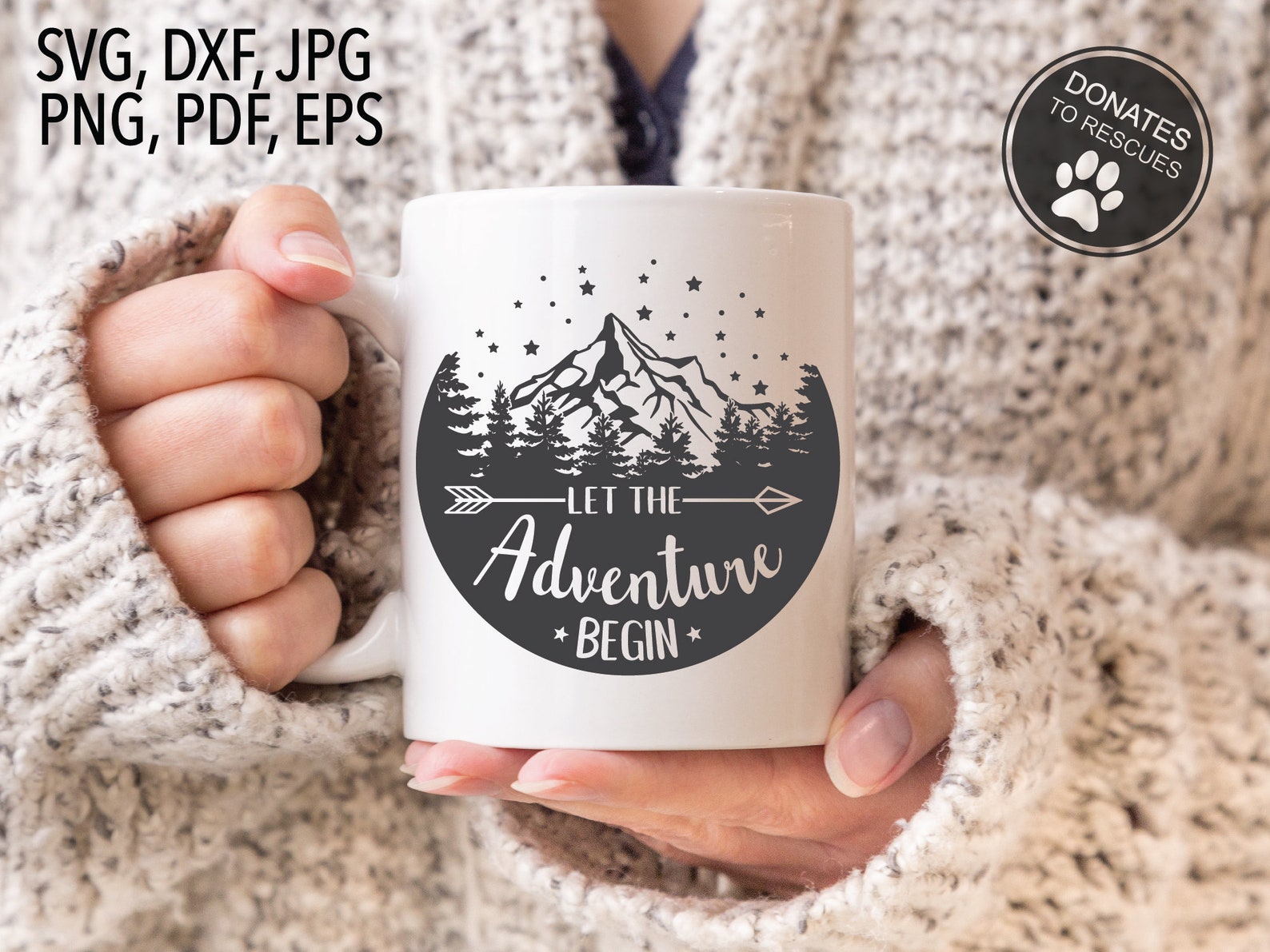 Let the Adventure Begin Circle Stencil SVG Adventure Svg | Etsy