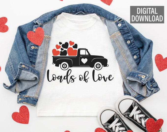 Loads of Love Valentine's Day Truck Cut & Color File - SVG, DXF, PNG ...