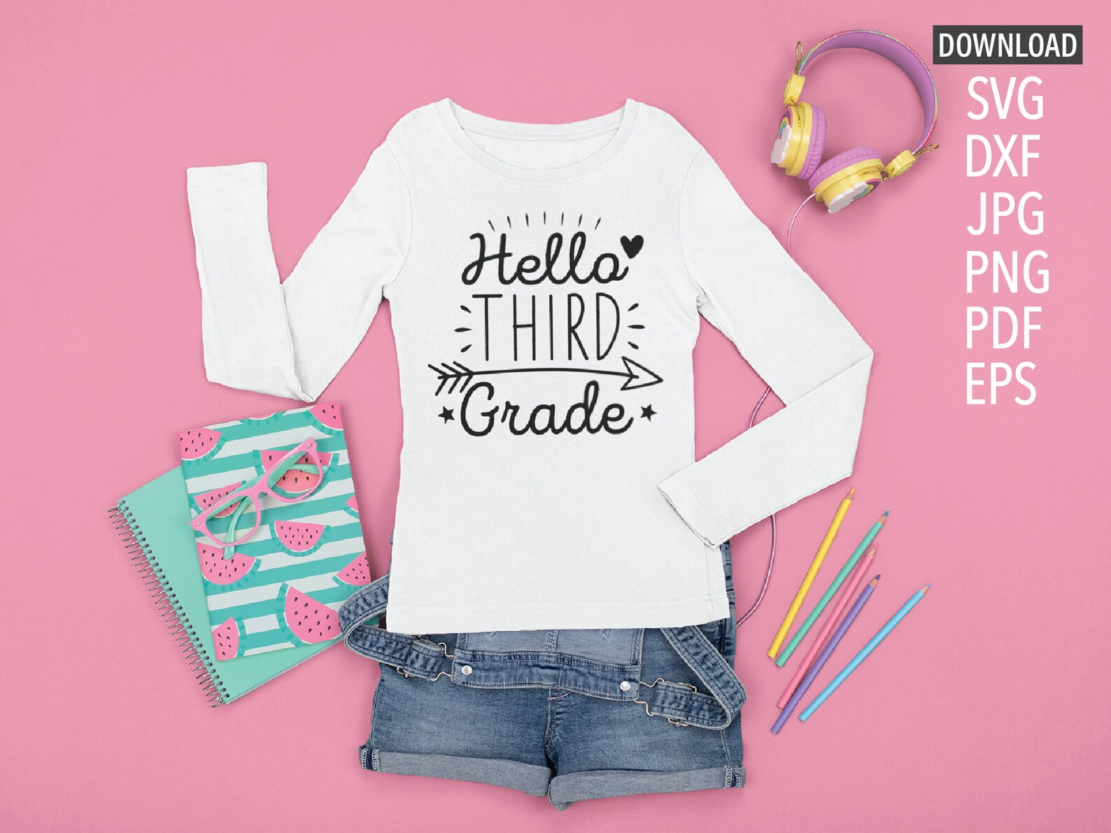 Hello Third Grade SVG Back to School SVG School Svg | Etsy