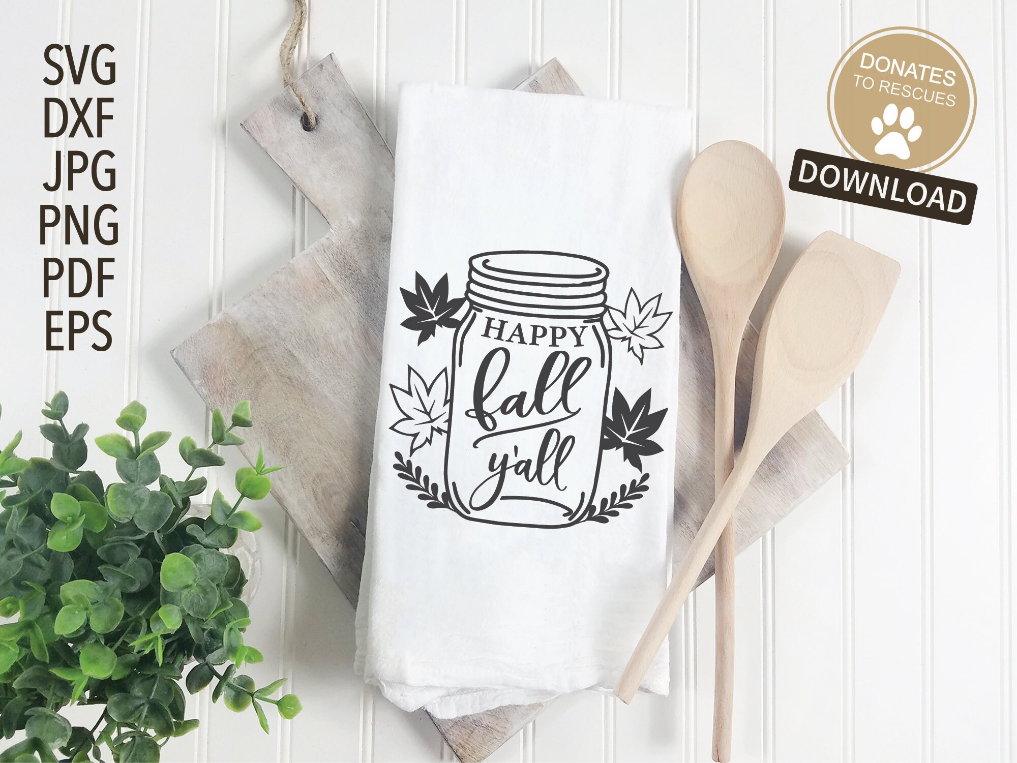 Happy Fall Y'all SVG | Fall Svg | Mason Jar Svg | Fall Leaves Svg ...