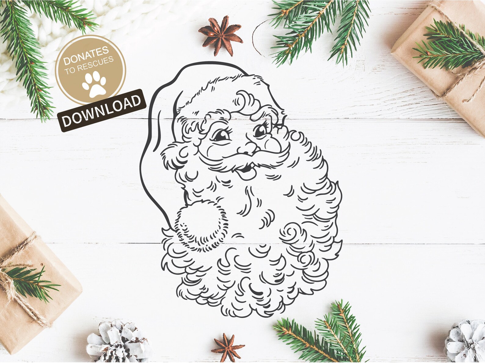 Vintage Style Santa Clipart SVG | Dxf | Christmas SVG | Christmas Shirt ...