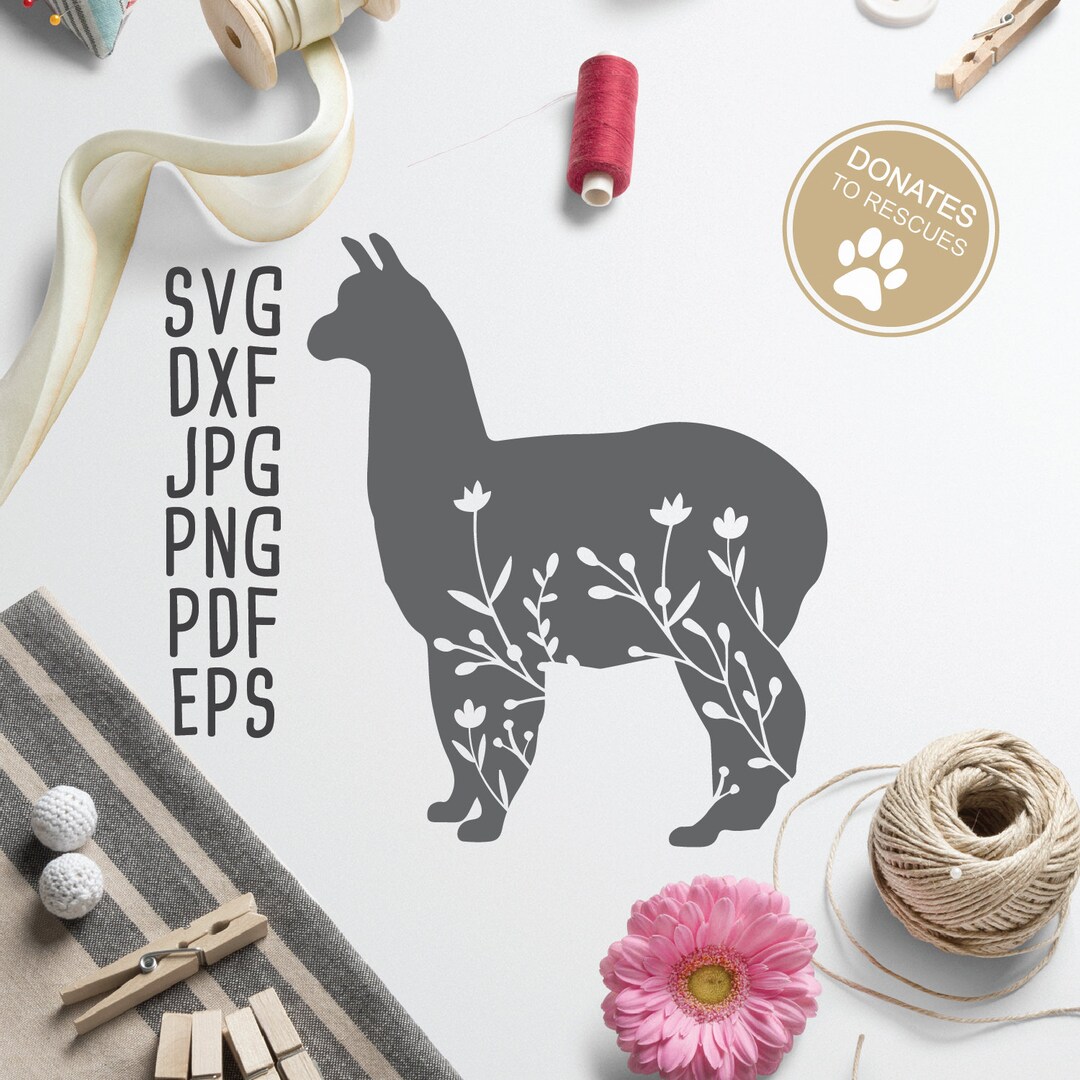 Floral Llama Silhouette SVG | Llama Svg | Floral Llama SVG | Llama Cut ...