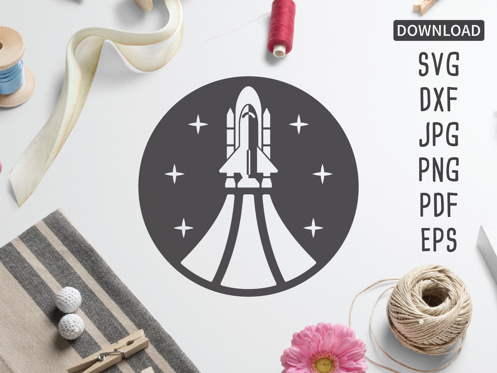 Retro Space Shuttle Badge SVG Cricut Silhouette More - Etsy