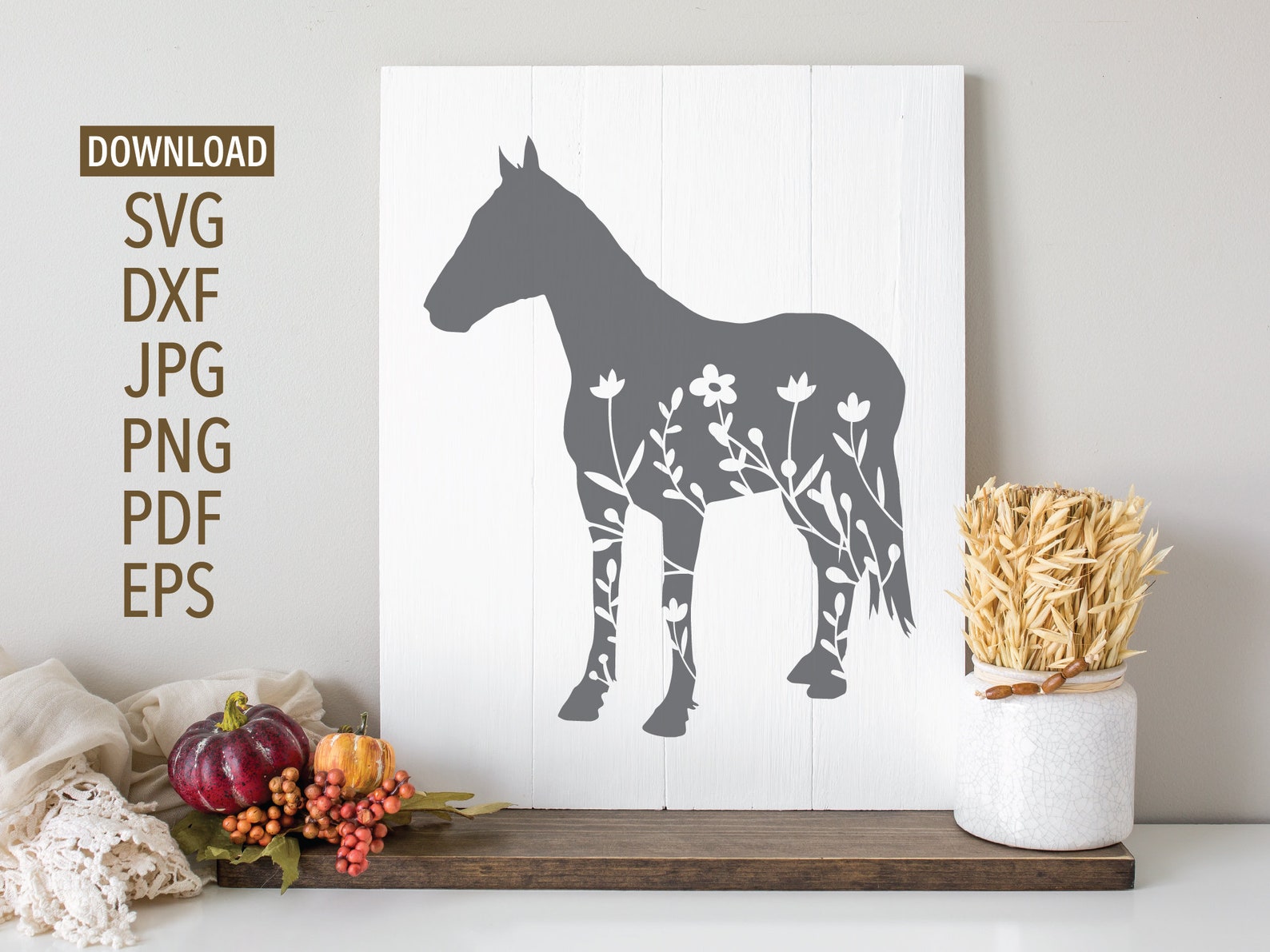 Floral Horse Silhouette SVG Horse svg Floral Horse SVG | Etsy