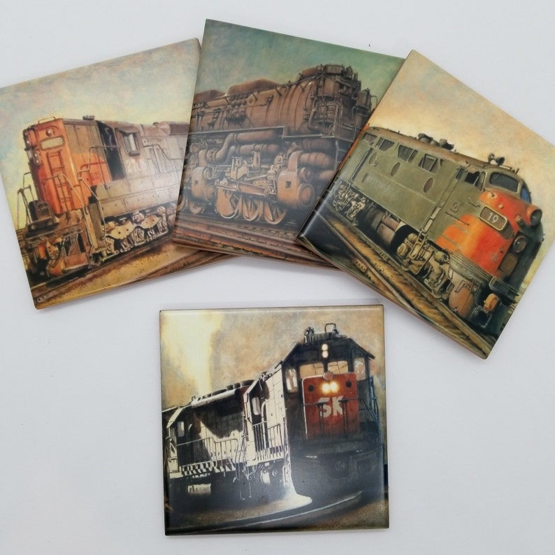 Train Coasters Train Drink Coasters Train Coaster Set - Etsy