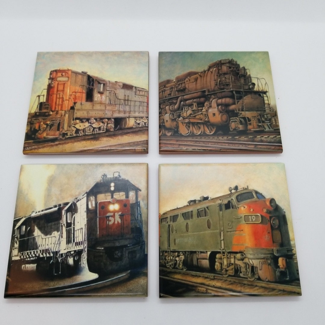 Train Coasters - Train Drink Coasters - Train Coaster Set - Train ...