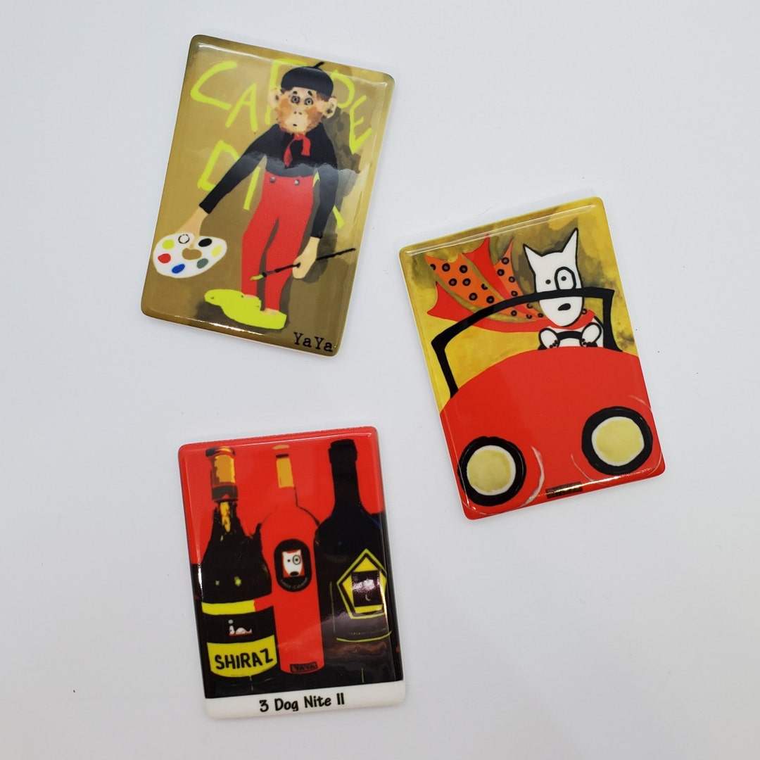 Ceramic Tile Magnets set of 3 Collectible Unique Gifts Refrigerator ...