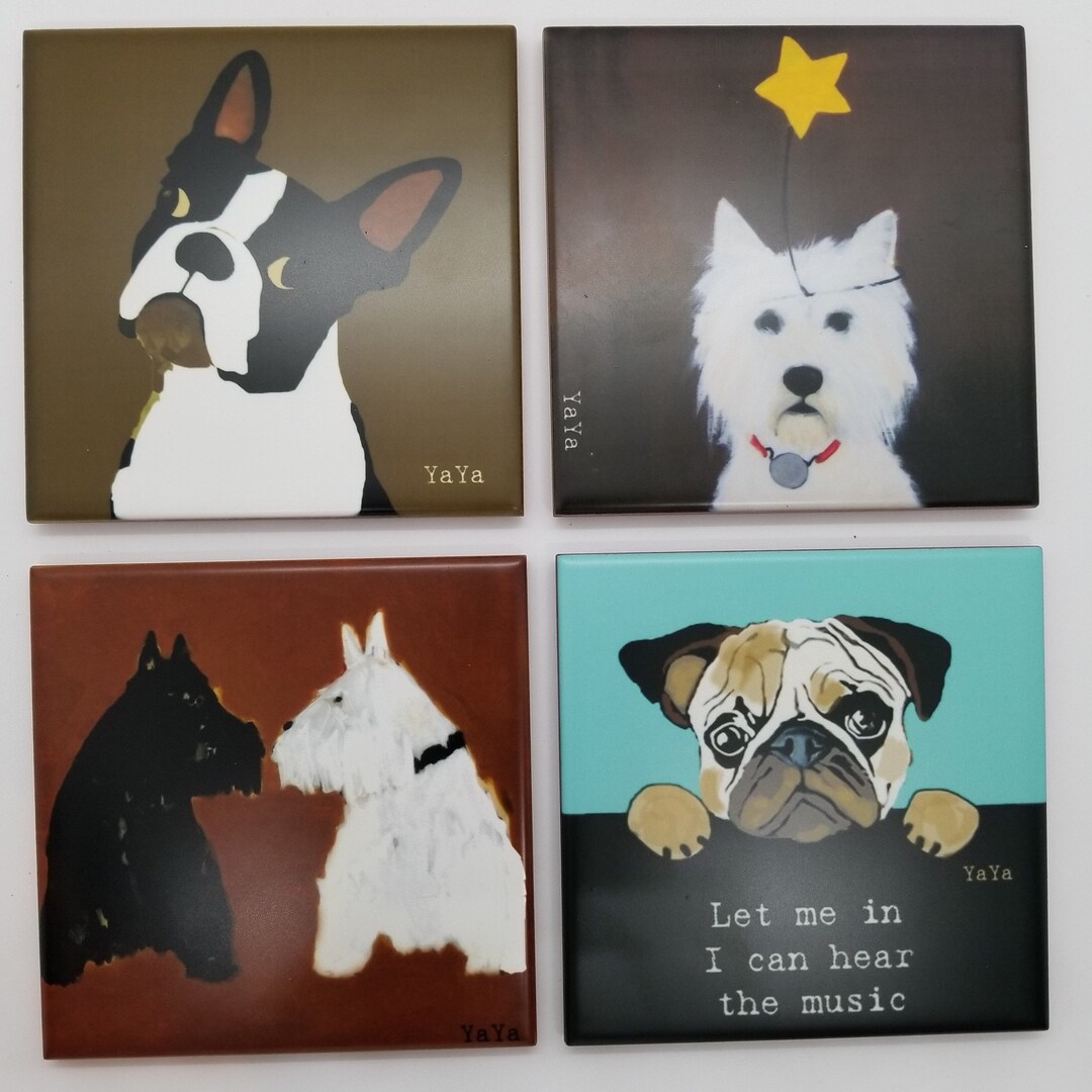 Dog Coasters - Dog Coaster Set - Dog Drink Coasters - Dog Lovers ...