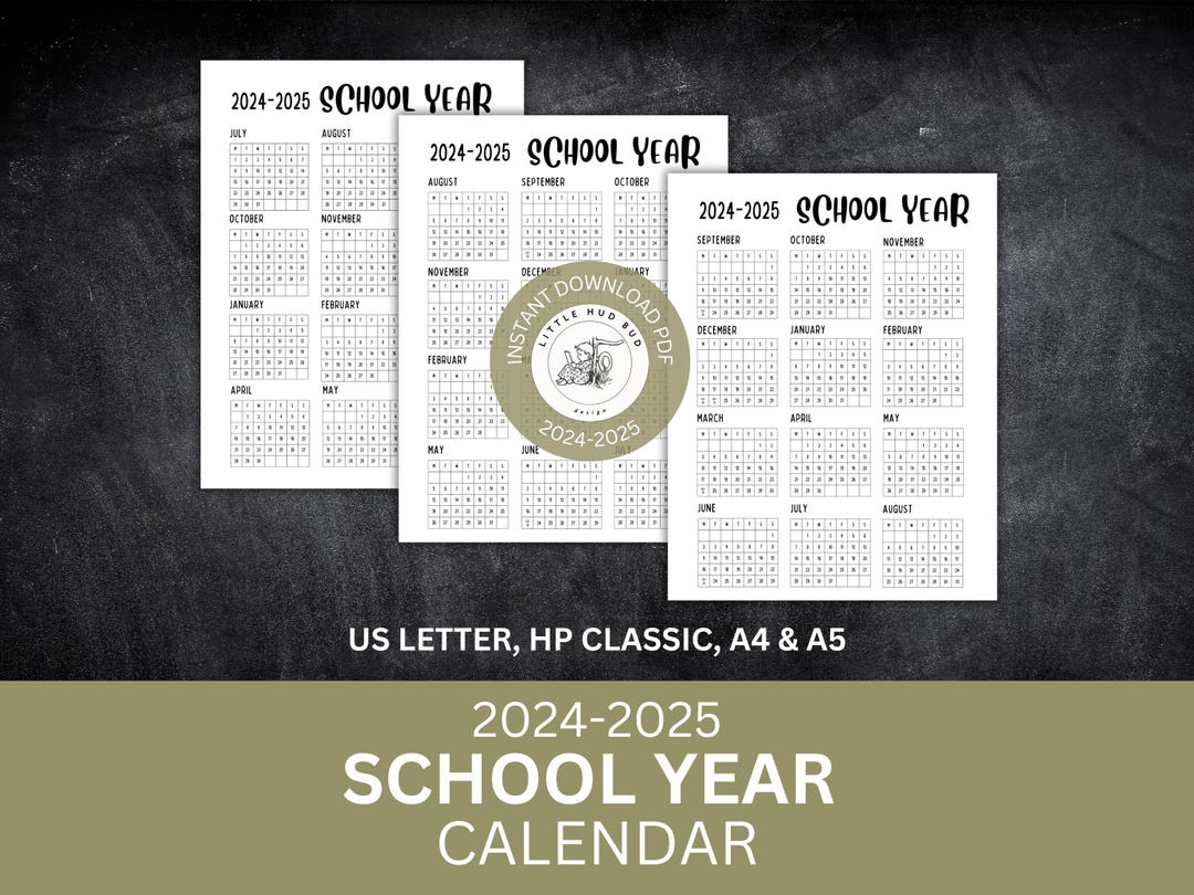 Academic Year Calendar 2024-2025 Homeschool Year at a Glance Printable ...