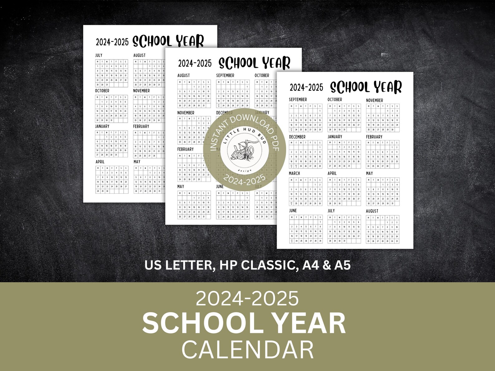 Academic Year Calendar 2024-2025 Homeschool Year at a Glance Printable ...
