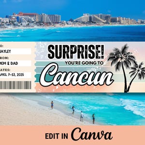 Cancun Trip Surprise Gift Ticket for Surprise Gift to Cancun Mexico ...