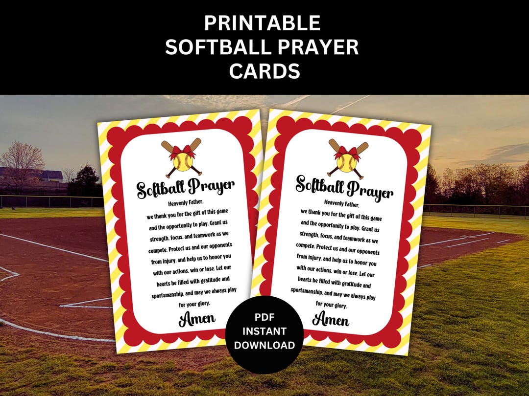 Softball Prayer Card for Christian Athlete Prayer for Softball Player ...