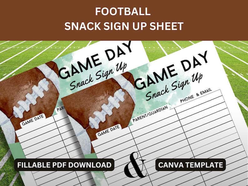Football Snack Schedule Football Snack Sign up Sheet Printable Football ...