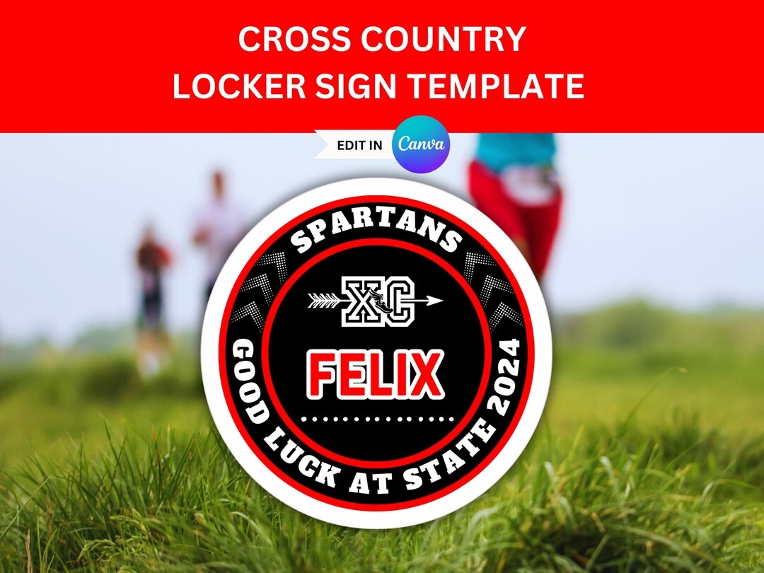 Cross Country Locker Sign Template for Cross Country State XC Meet Sign ...