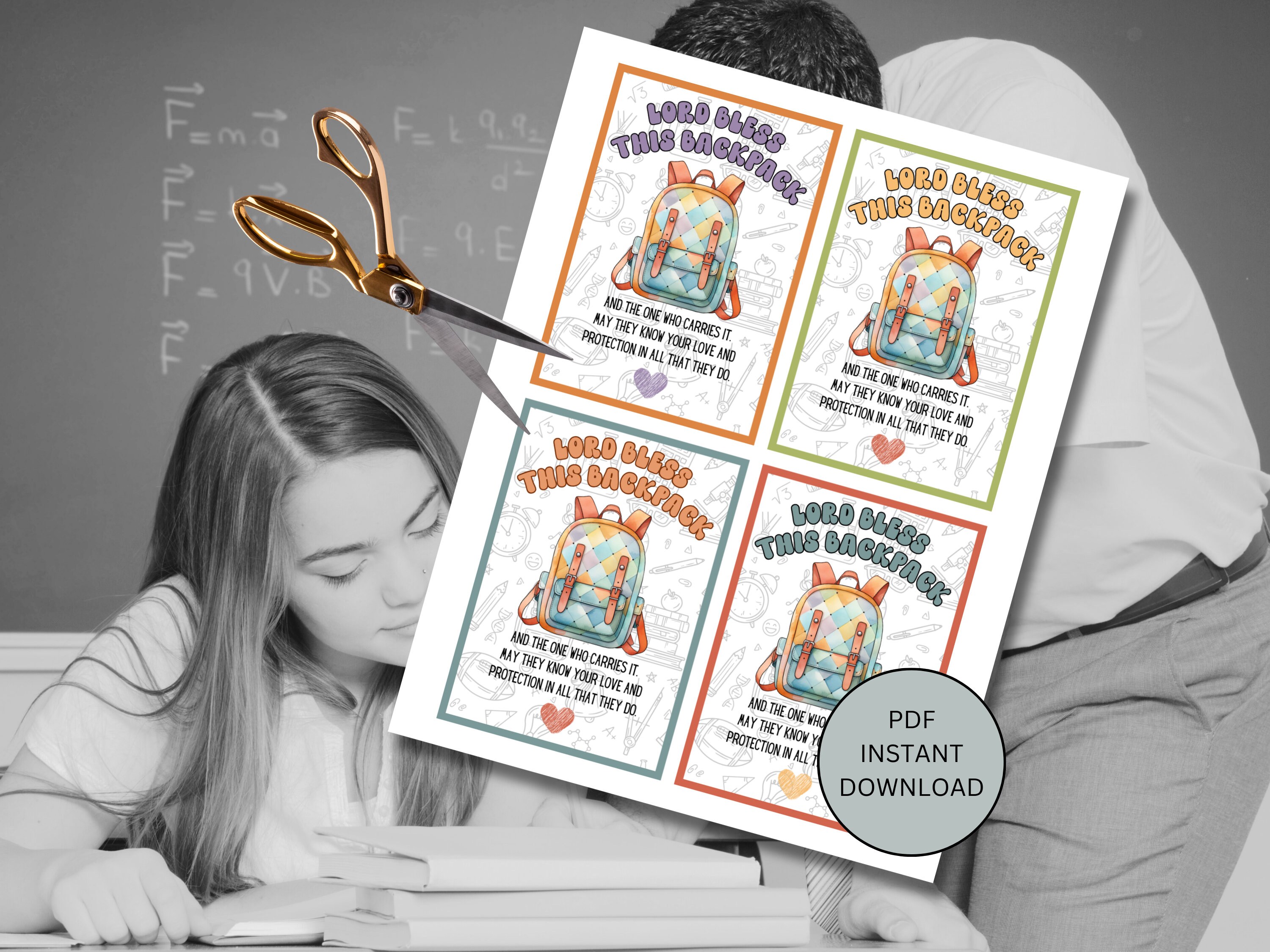 Backpack Blessing Printable Cards for Backpacks Prayer Tags Lord Bless ...