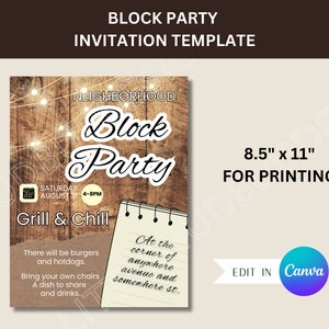 Block Party Invitation Template for Block Party Flyer for Neighborhood ...