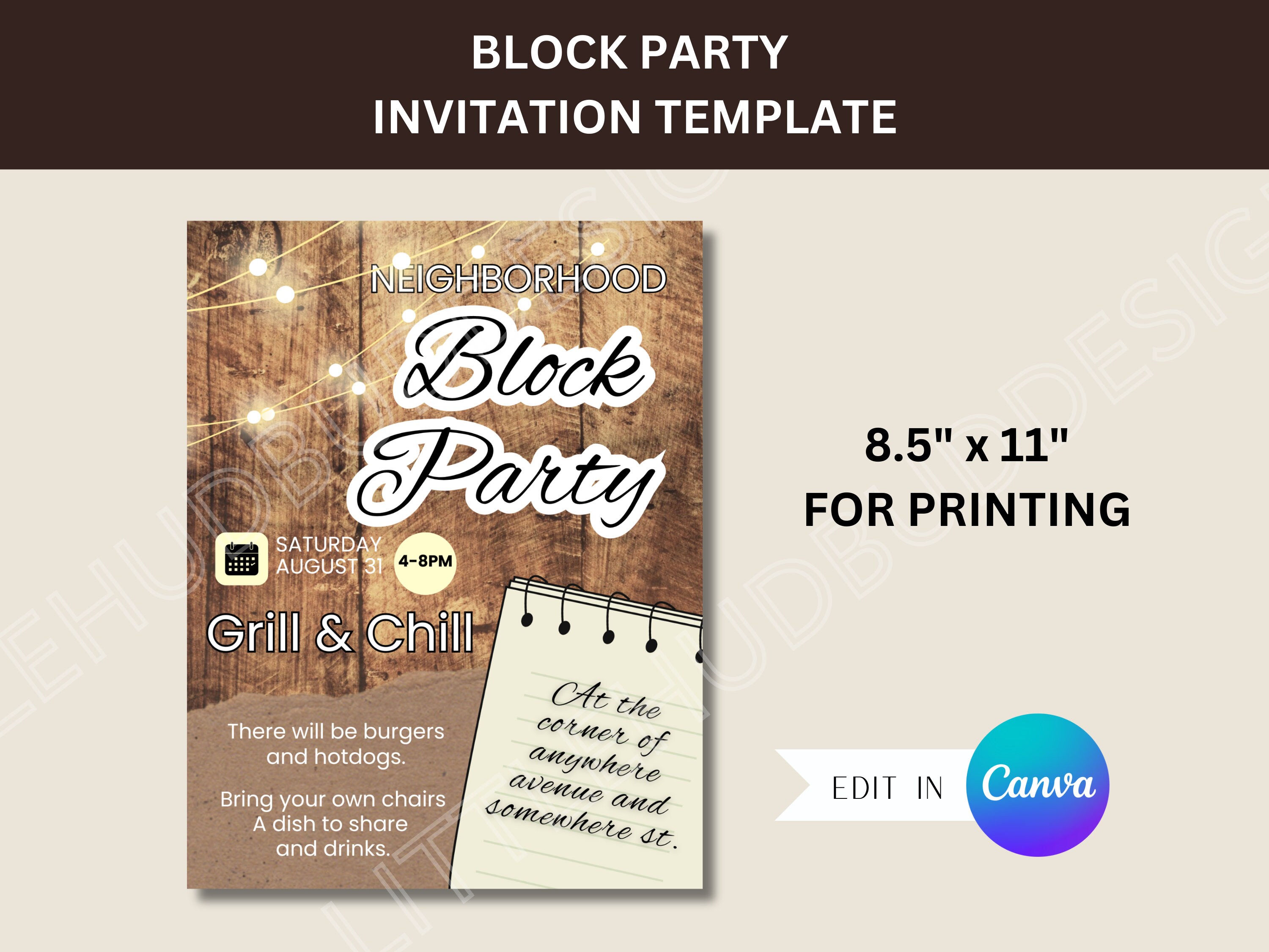 Block Party Invitation Template for Block Party Flyer for Neighborhood ...