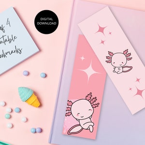 Printable Bookmarks for Kids Cute Axolotl Printable Bookmarks for Girls ...